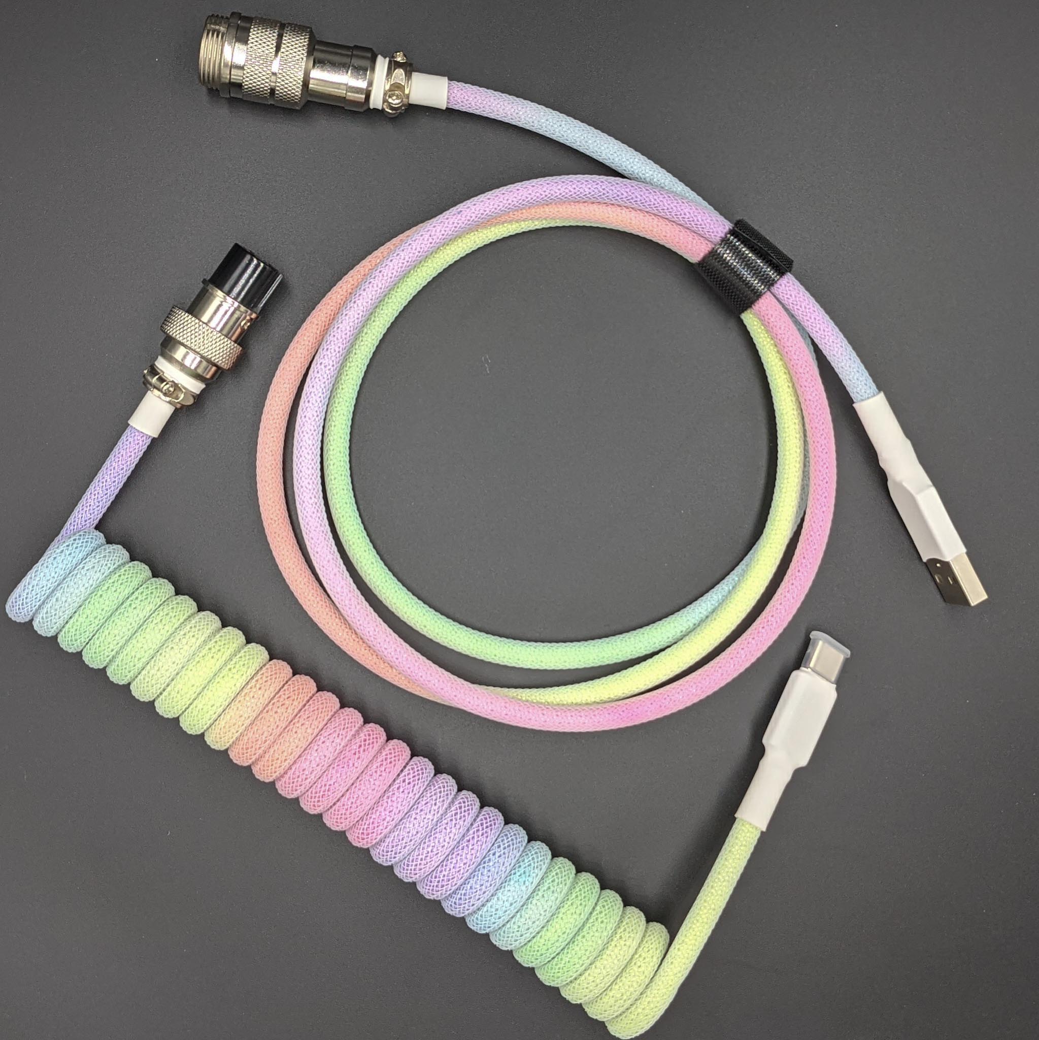 StayWired Rainbow USB Cable with Silver Aviator – Shockport Keyboards